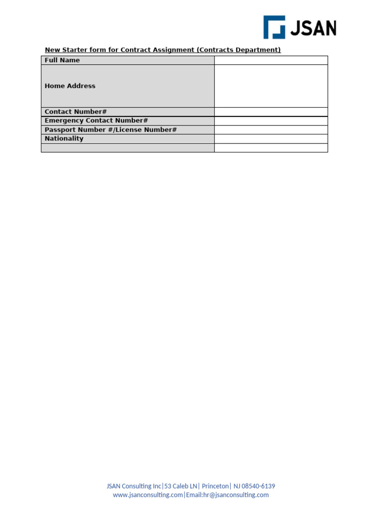 New Starter Form | PDF