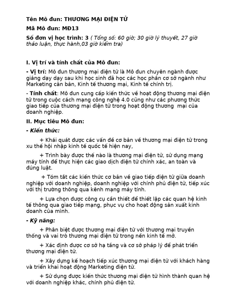 Đề Cương Thương Mại Điện Tử K63 | PDF