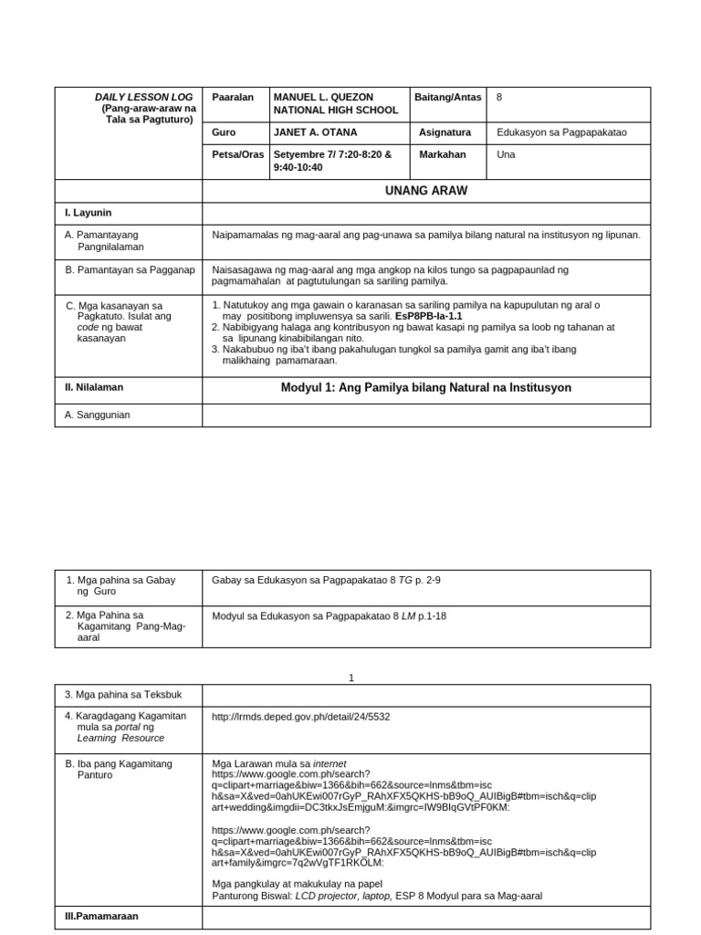 DLL ESP 8 Modyul 1 | PDF