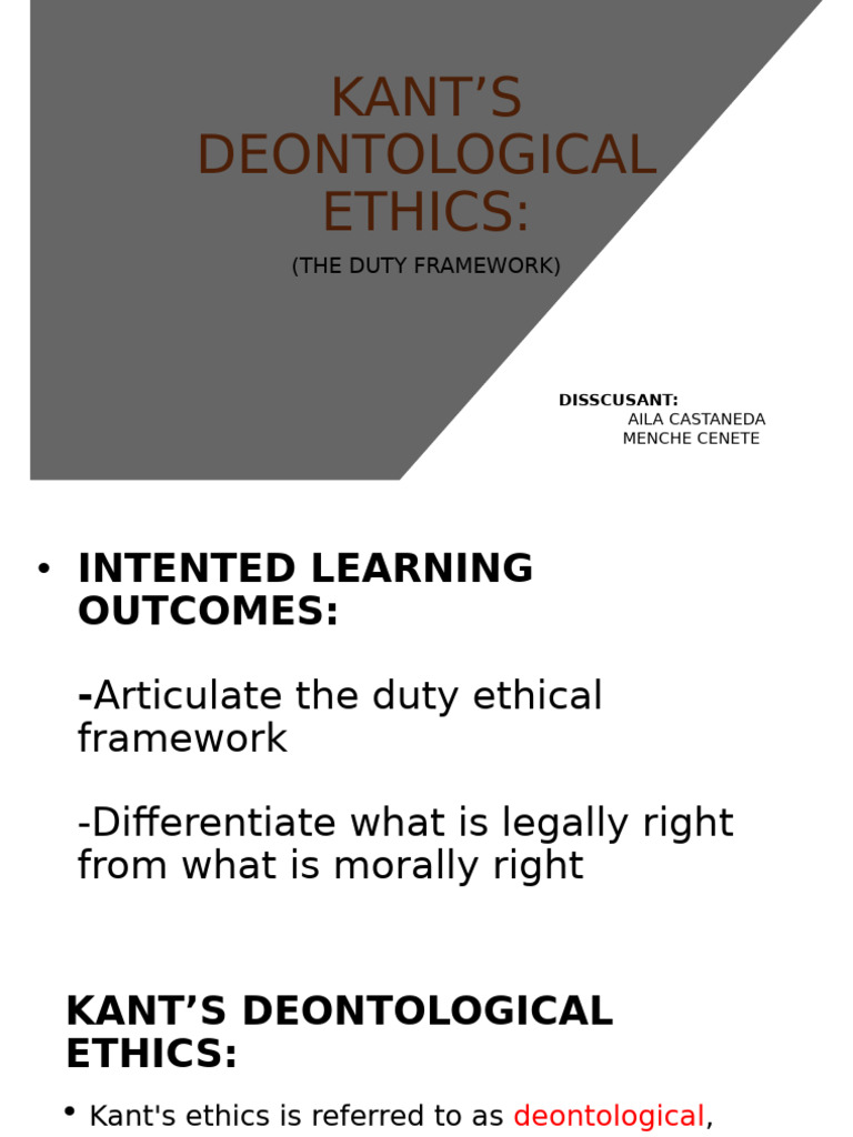 Kants Deontological Ethics | PDF | Immanuel Kant | Autonomy
