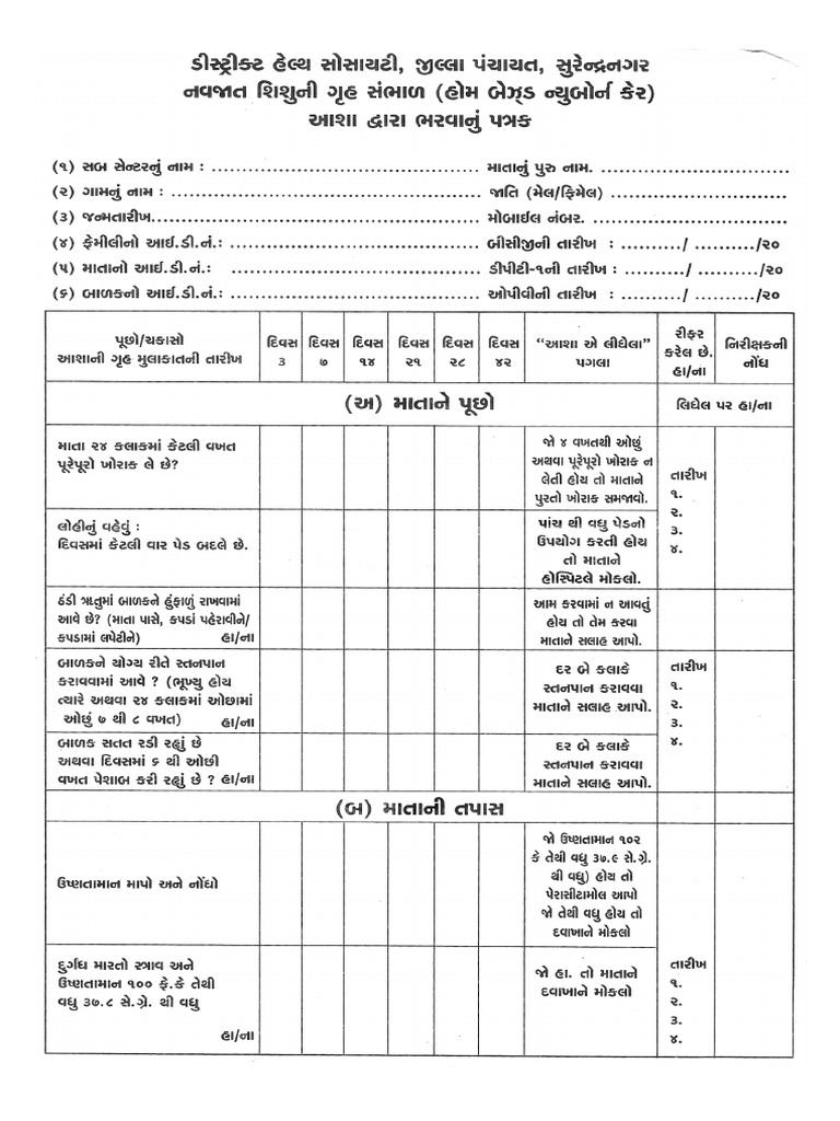 Asha Form District Health Society | PDF