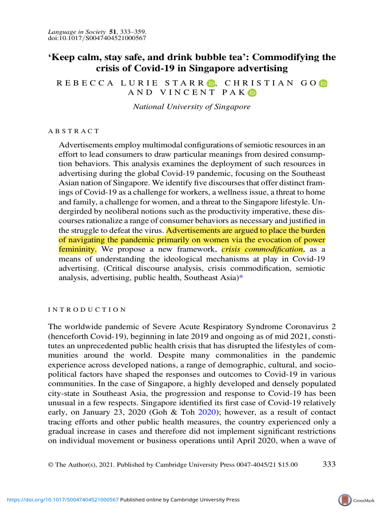 Keep Calm Stay Safe and Drink Bubble Tea Commodifying The Crisis of Covid 19 in Singapore ...