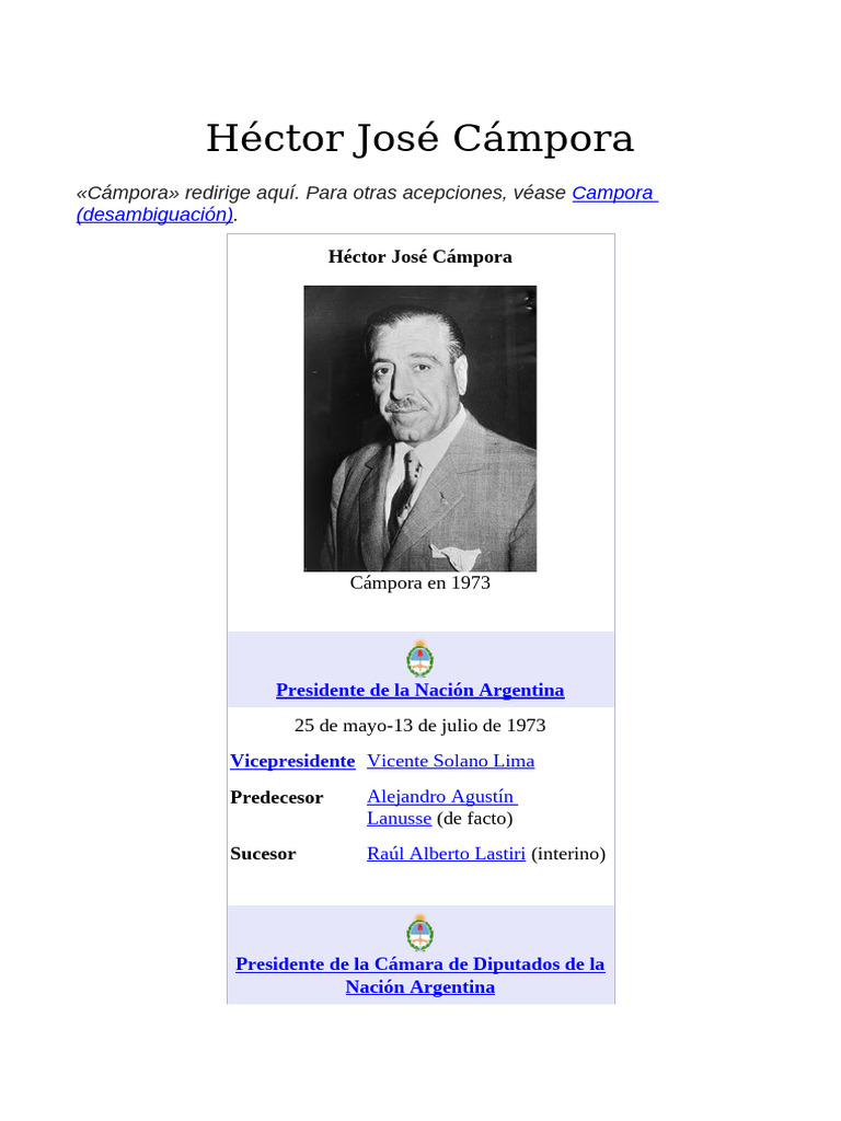 Héctor José Cámpora | PDF | Argentina