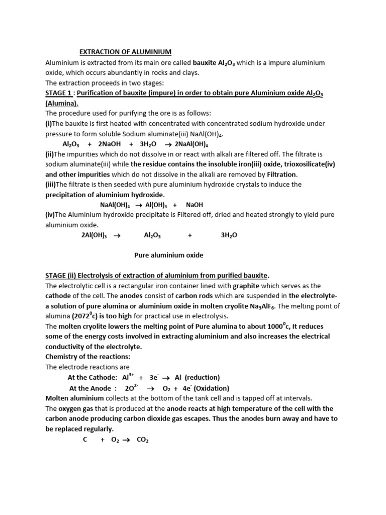 Aluminium Extraction and Purification Process | PDF | Aluminium ...