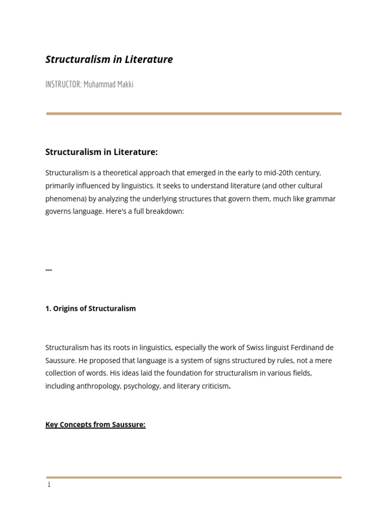 Structuralism in Literature | PDF | Human Communication | Liberal Arts ...