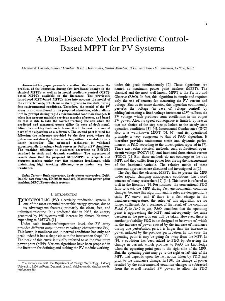 A Dual Discrete Model Predictive Control | PDF | Electricity ...