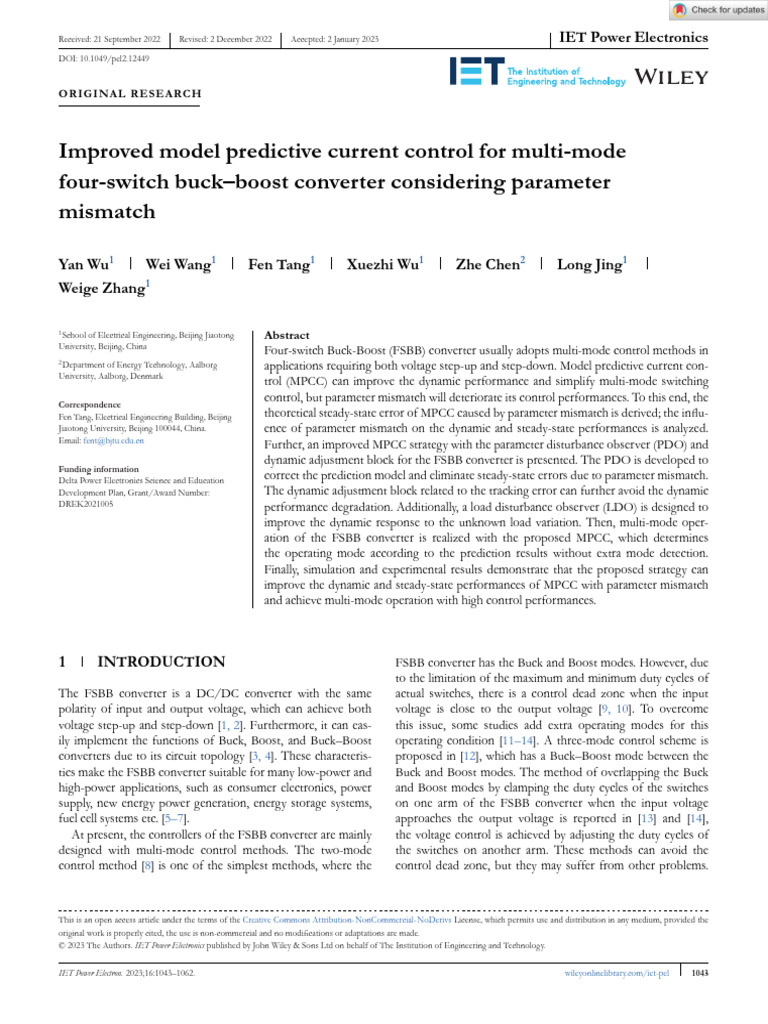 IET Power Electronics - 2023 - Wu - Improved model predictive current ...