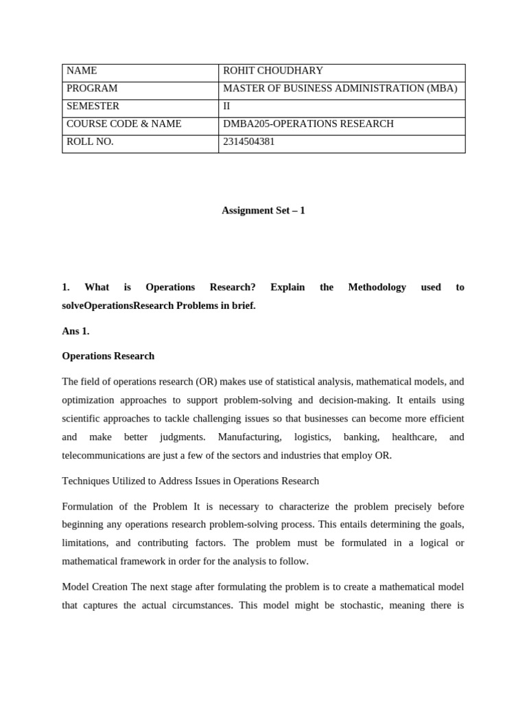 Dmba205 - Operations Research | PDF | Monte Carlo Method | Risk