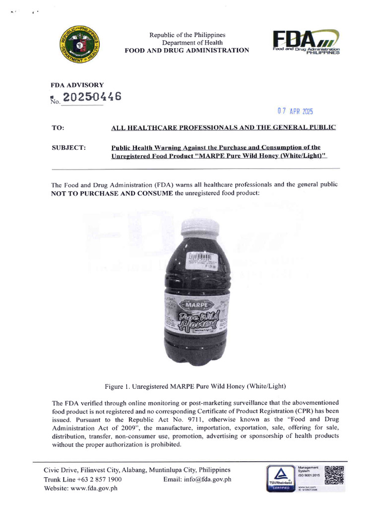 FDA Advisory No.2025 0446 | PDF