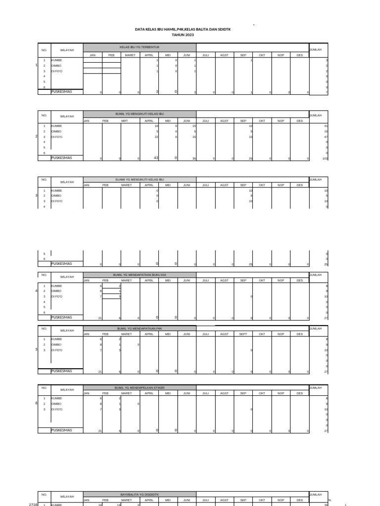Data Kelas Bumil Dan Sdidtk 2025 Jan | PDF