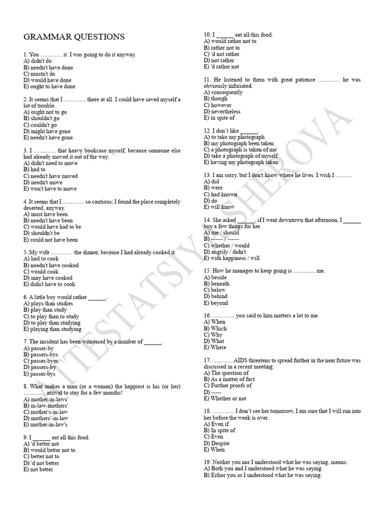Grammar Questions | PDF