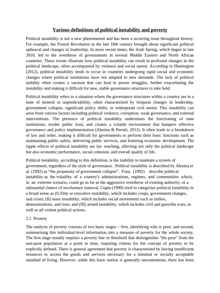 Political Instability and Poverty - For Merge | PDF | Poverty Threshold ...