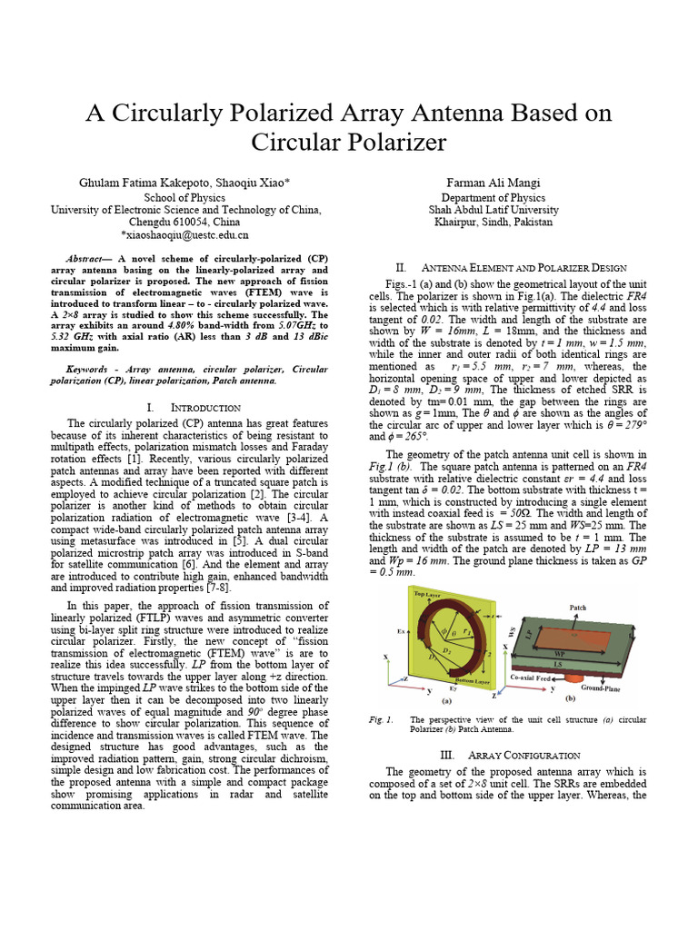 A Circularly Polarized Array Antenna Based On Circular Polarizer | PDF | Antenna (Radio ...