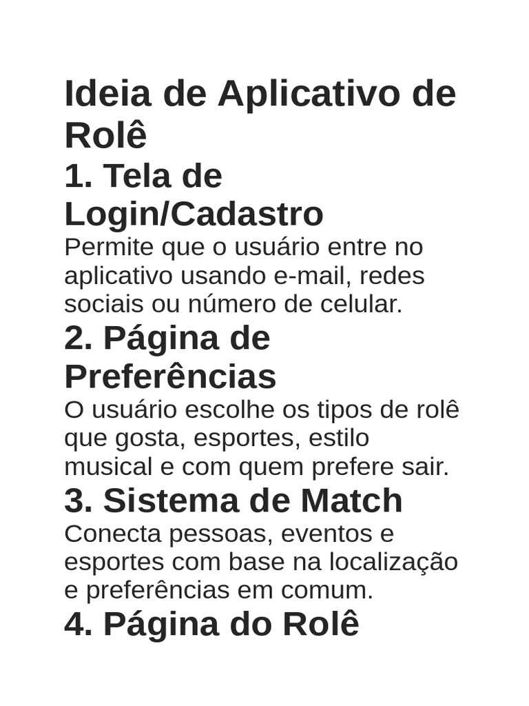 Ideia de App para Conectar Rolês | PDF