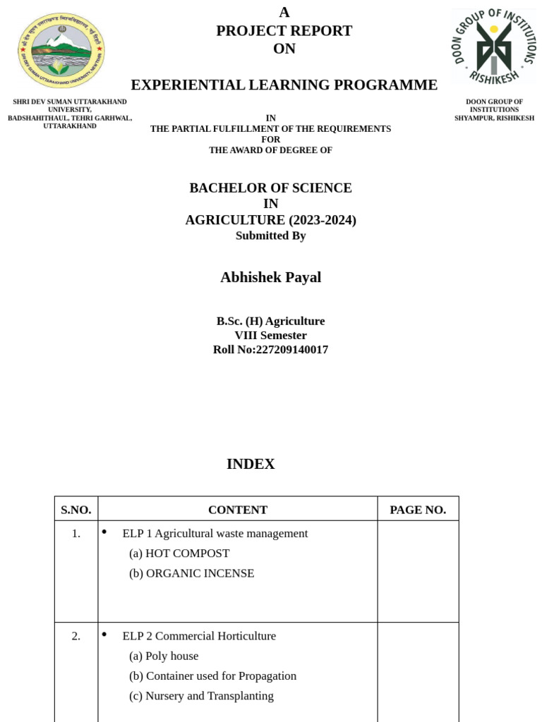 Abhishek ELP PPT Format-1 | PDF | Horticulture | Agriculture