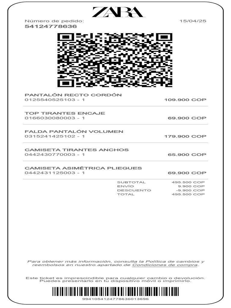Ticket de compra: moda y precios | PDF