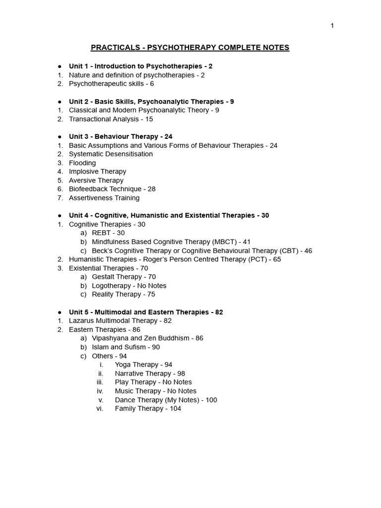 Psychotherapy Complete Notes | PDF | Psychoanalysis | Psychotherapy