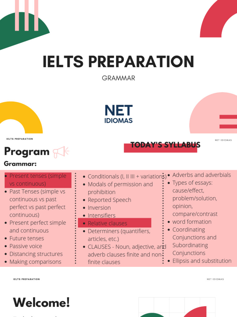 Net - Ielts Grammar - Lesson 1 | PDF | Grammatical Tense | Clause
