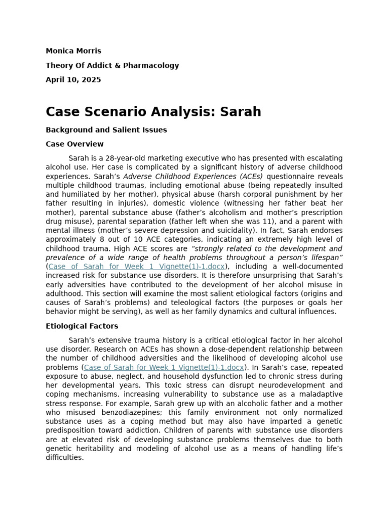Case Scenario Analysis - Sarah | PDF | Cognitive Behavioral Therapy ...