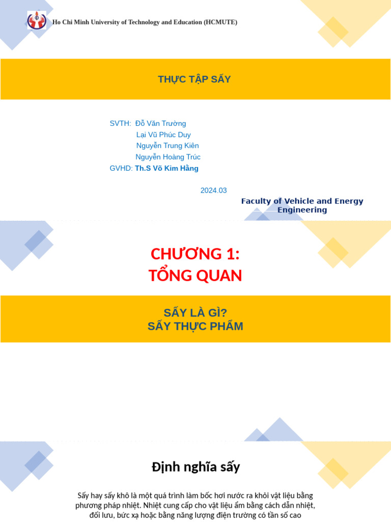 Thực Tập Sấy: Ho Chi Minh University of Technology and Education (HCMUTE) | PDF