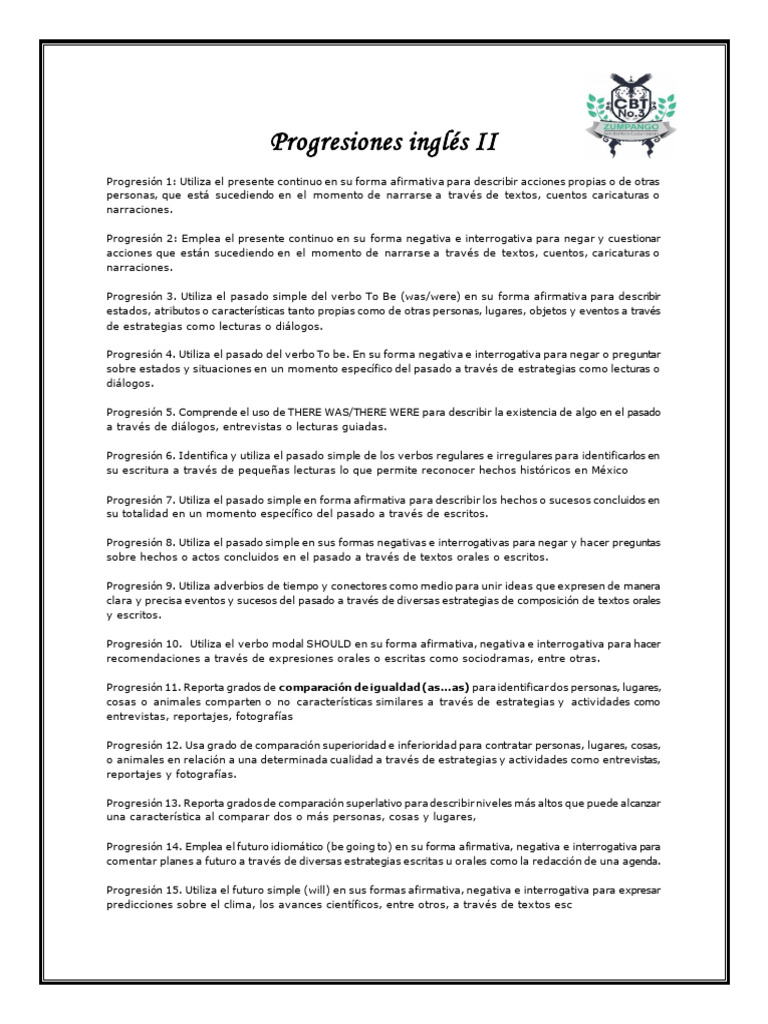 Progresiones 2025 | PDF | Verbo