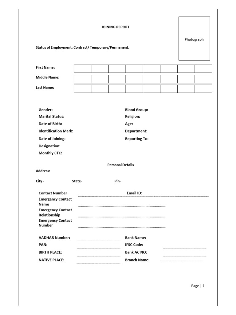 New Joining Form Coco Employee (1) (1) | PDF