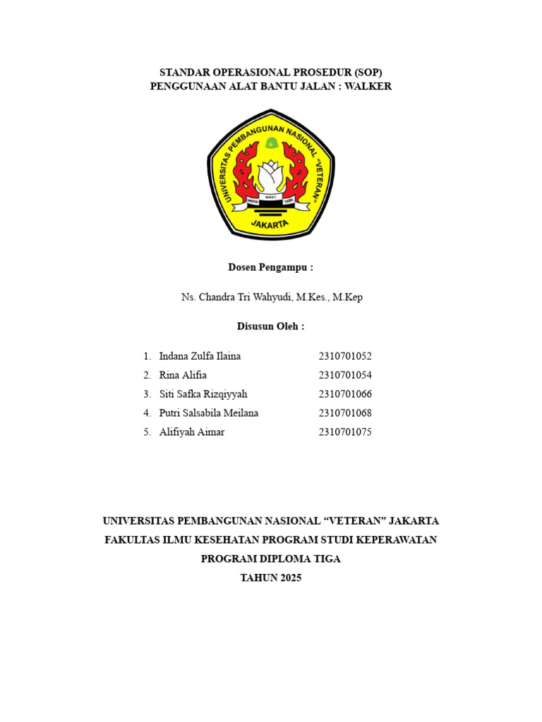 SOP Penggunaan Walker untuk Pasien | PDF