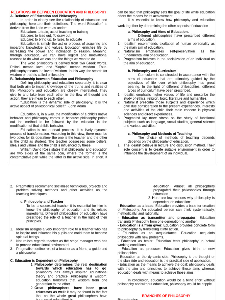 Philosophical Foundation of Education | PDF | Existentialism | Idealism