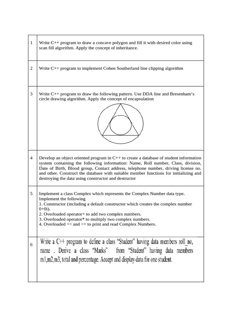 Oop CG Lab External Program List | PDF