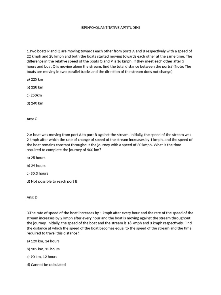 Ibps-Po-Quantitative Aptitude - 5 | PDF | Speed | River