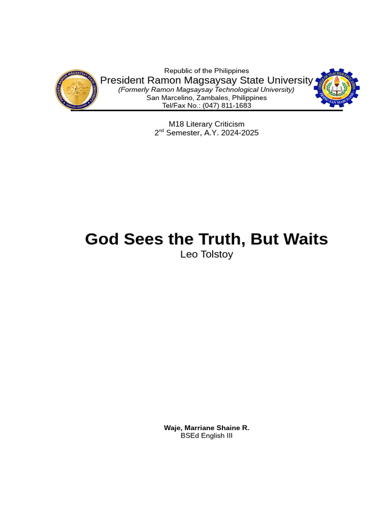 God Sees The Truth But Waits | PDF | Forgiveness | Justice