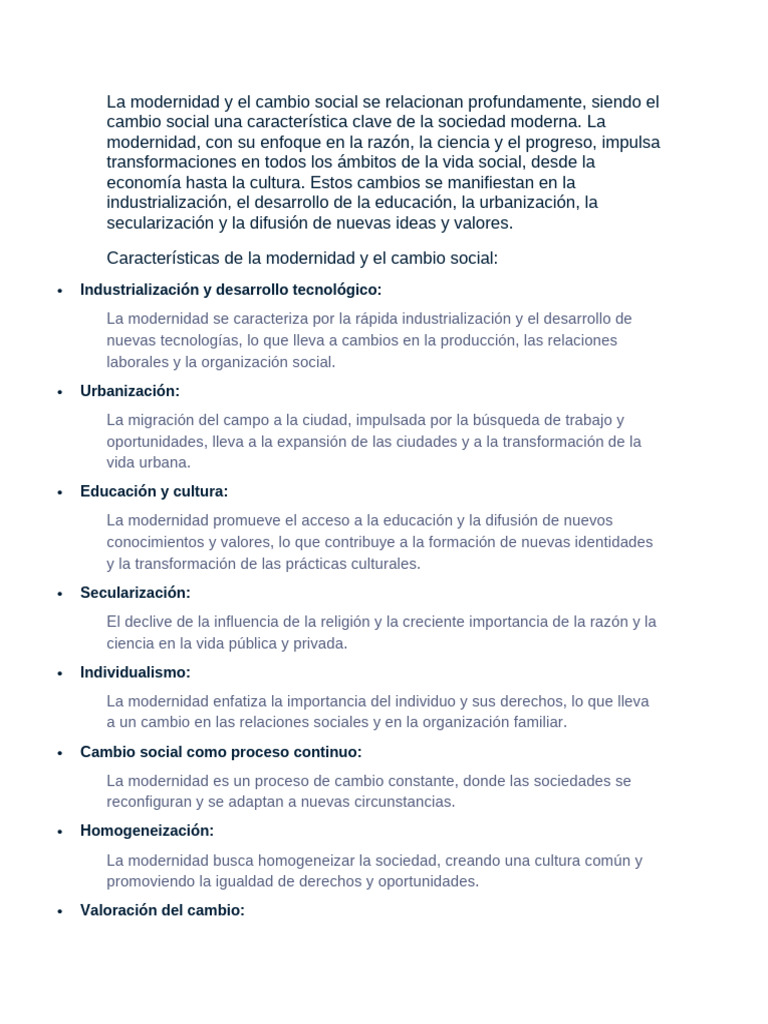 Impacto de la Modernidad en la Sociedad | PDF