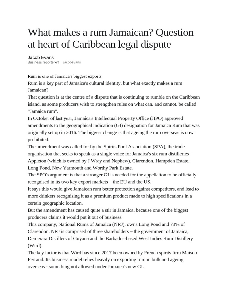 What makes a rum Jamaican | PDF | Rum | Jamaica