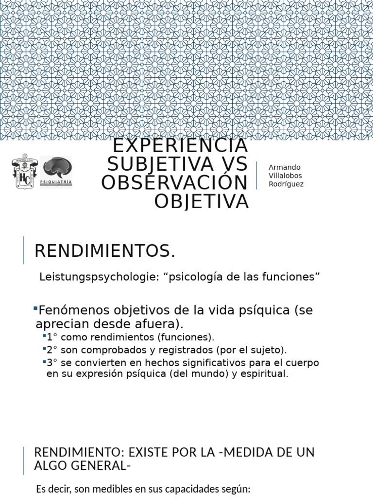 2-Experiencia Subjetiva Vs Observación Objetiva | PDF | Experiencia ...