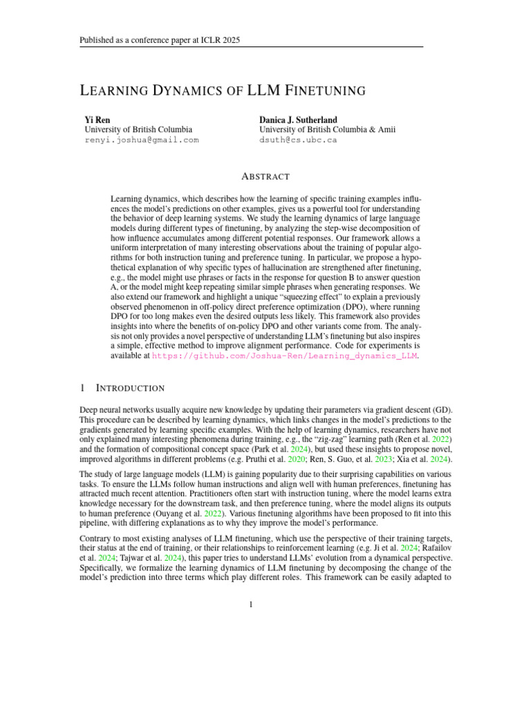突破传统微调，将学习动力学应用于大模型微调4818 Learning Dynamics of LLM | PDF | Deep Learning | Learning