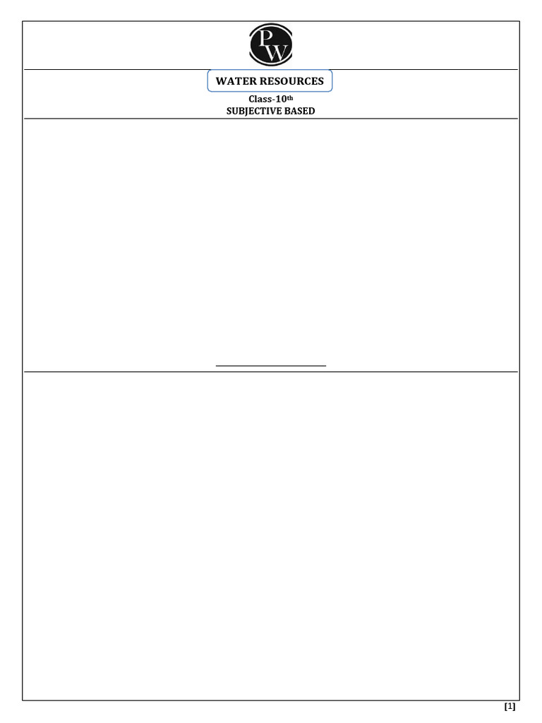 Subjective Based Water Resources SST 10th Mehak Mam Rohit | PDF | Water | Groundwater