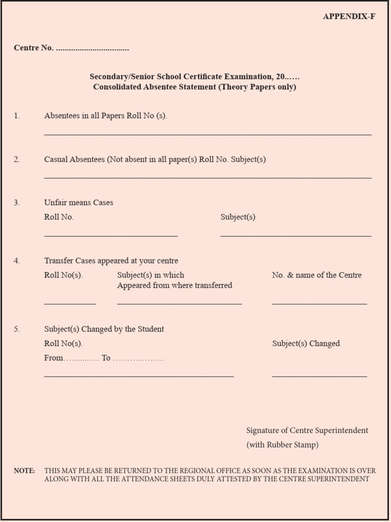 Consolidated Absentee Statement Form | PDF