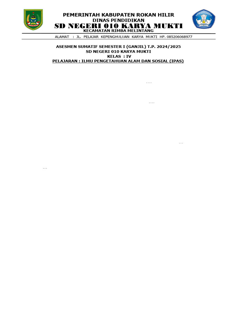 SOAL SUMATIF KELAS 4 SD IPAS-merged | PDF