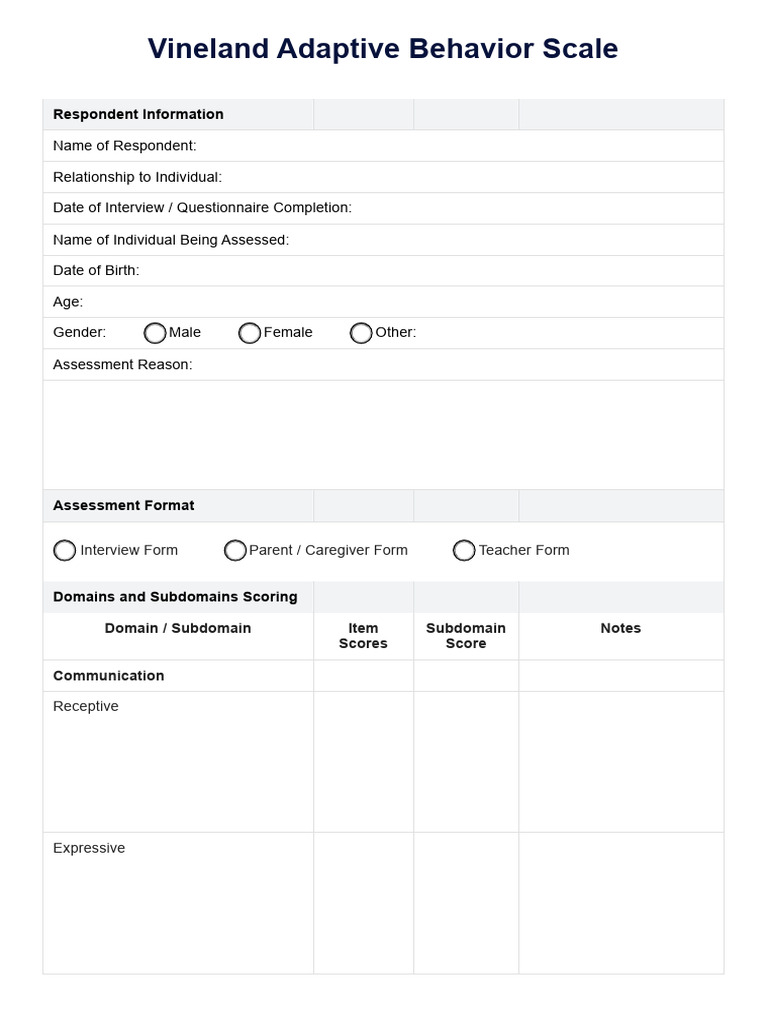 Vineland Adaptive Behavior Scale Overview | PDF