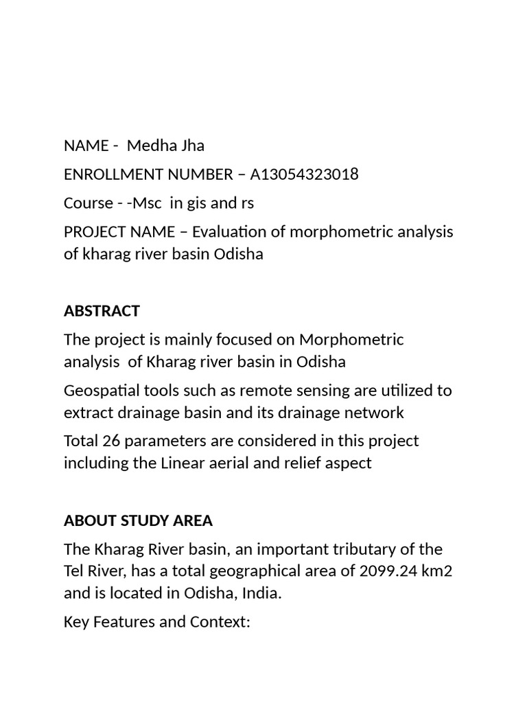 Morphometric Analysis of Kharag River Basin | PDF