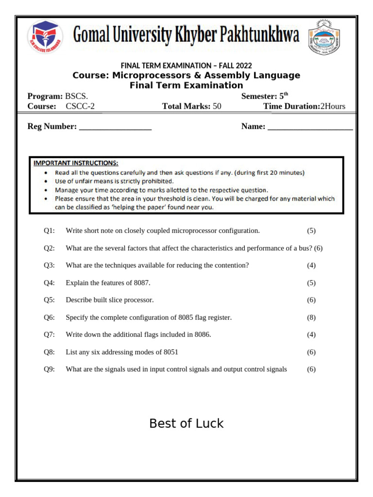 (S5) Microprocessor and Assembly Lang | PDF