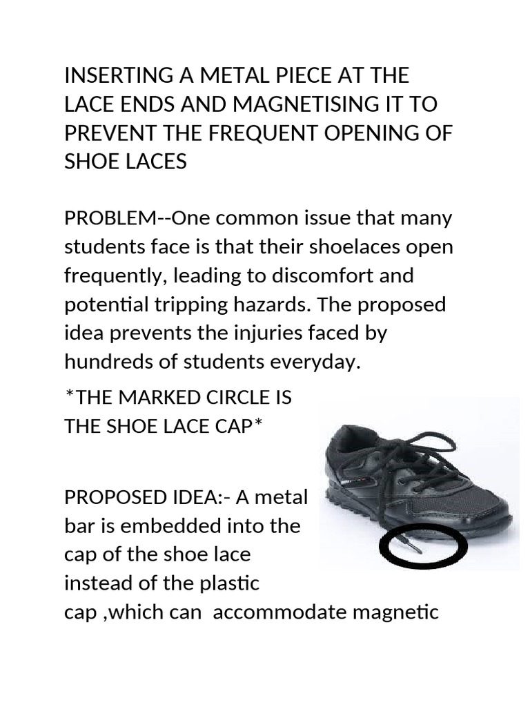 Inserting A Metal Piece at The Lace Ends and Magnetising It To Prevent ...