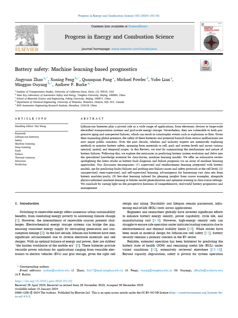 Battery safety Machine learning-based prognostics | PDF | Machine Learning | Safety