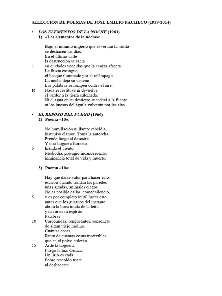 Poemas de José Emilio Pacheco | PDF