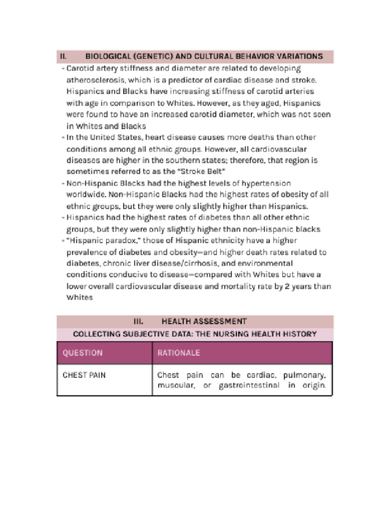 Cardio Assessment Notes | PDF