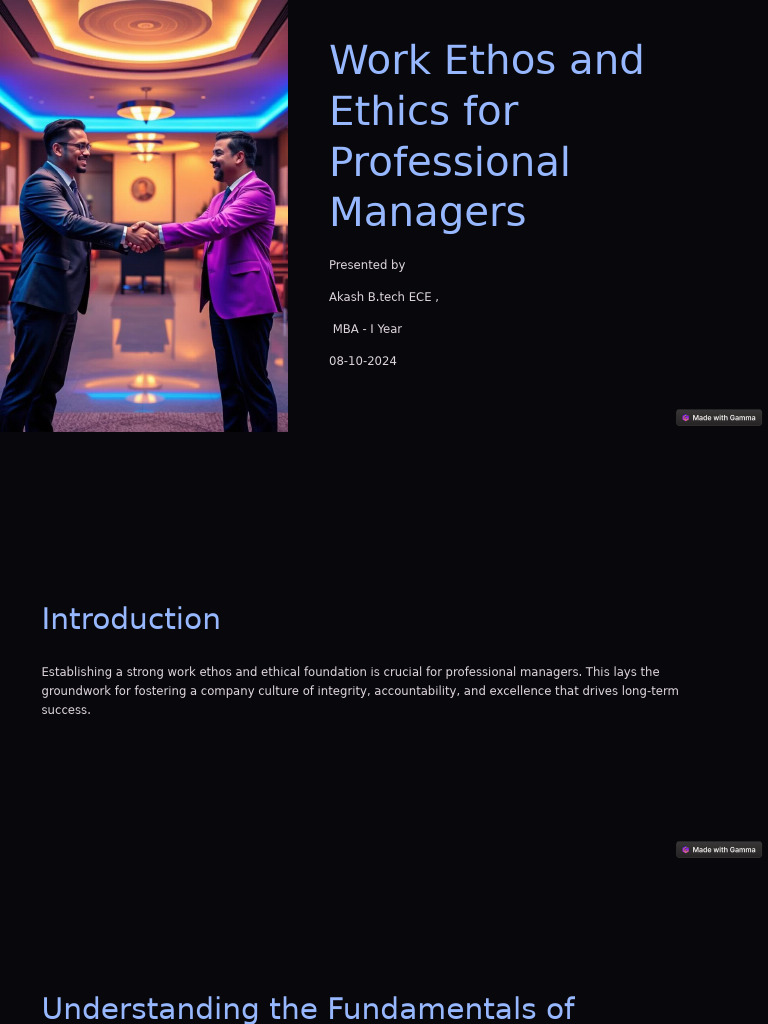 Work Ethos and Ethics for Professional Managers | PDF | Integrity ...