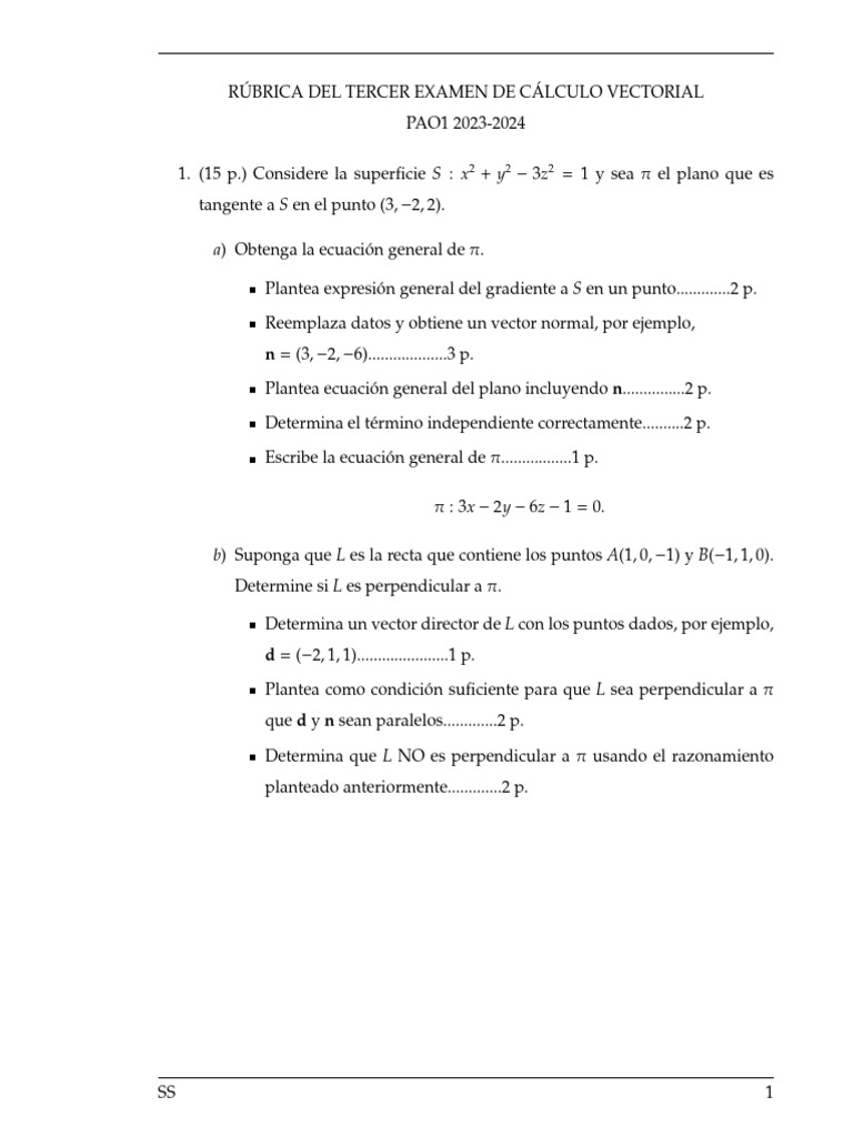 EXA-2023-1S-CÁLCULO VECTORIAL-3-Mejora | PDF | Integral | Vector Euclidiano
