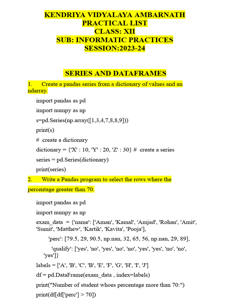 Xii Ip Practical List 2022-23-1 | PDF | Data Management Software