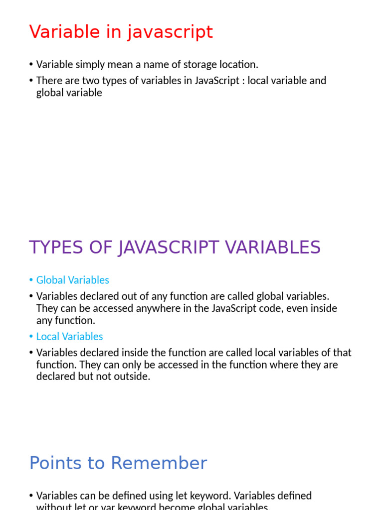 Variable in Javascript | PDF