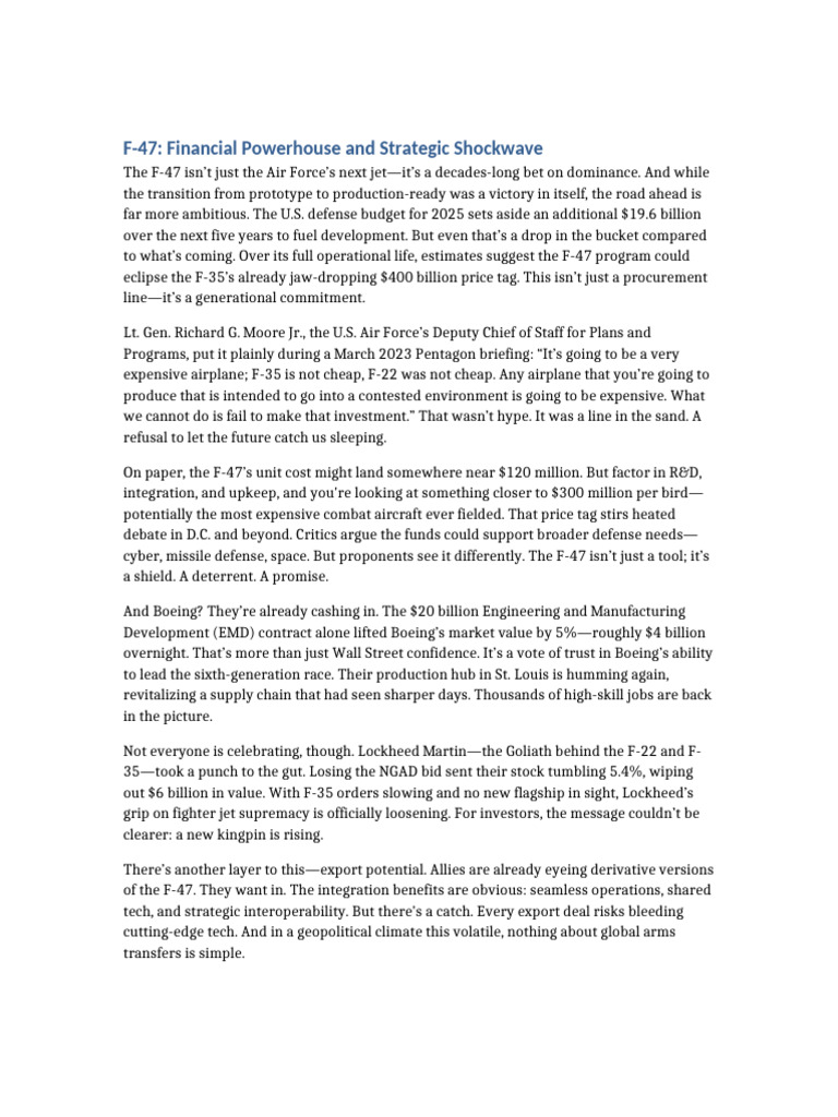F-47 Strategic Impact Script | PDF